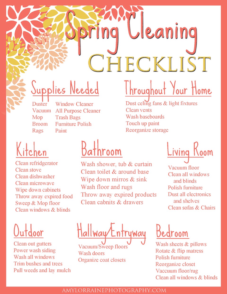 Free Printable Spring Cleaning Checklist Trusper